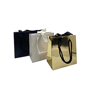 SHYRABBIT 10pcs Gold Gift Bags with Handles,5.5x2.8x5.9Inch Small Jewelry Paper Bags,Gift Bags Small Size,Gold gift bags,Christmas Gift Bags,Cosmetics paper bags