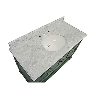 Beverly 48-inch Bathroom Vanity (Carrara/Sage Green): Includes Sage Green Cabinet with Authentic Italian Carrara Marble Countertop and White Ceramic Sink