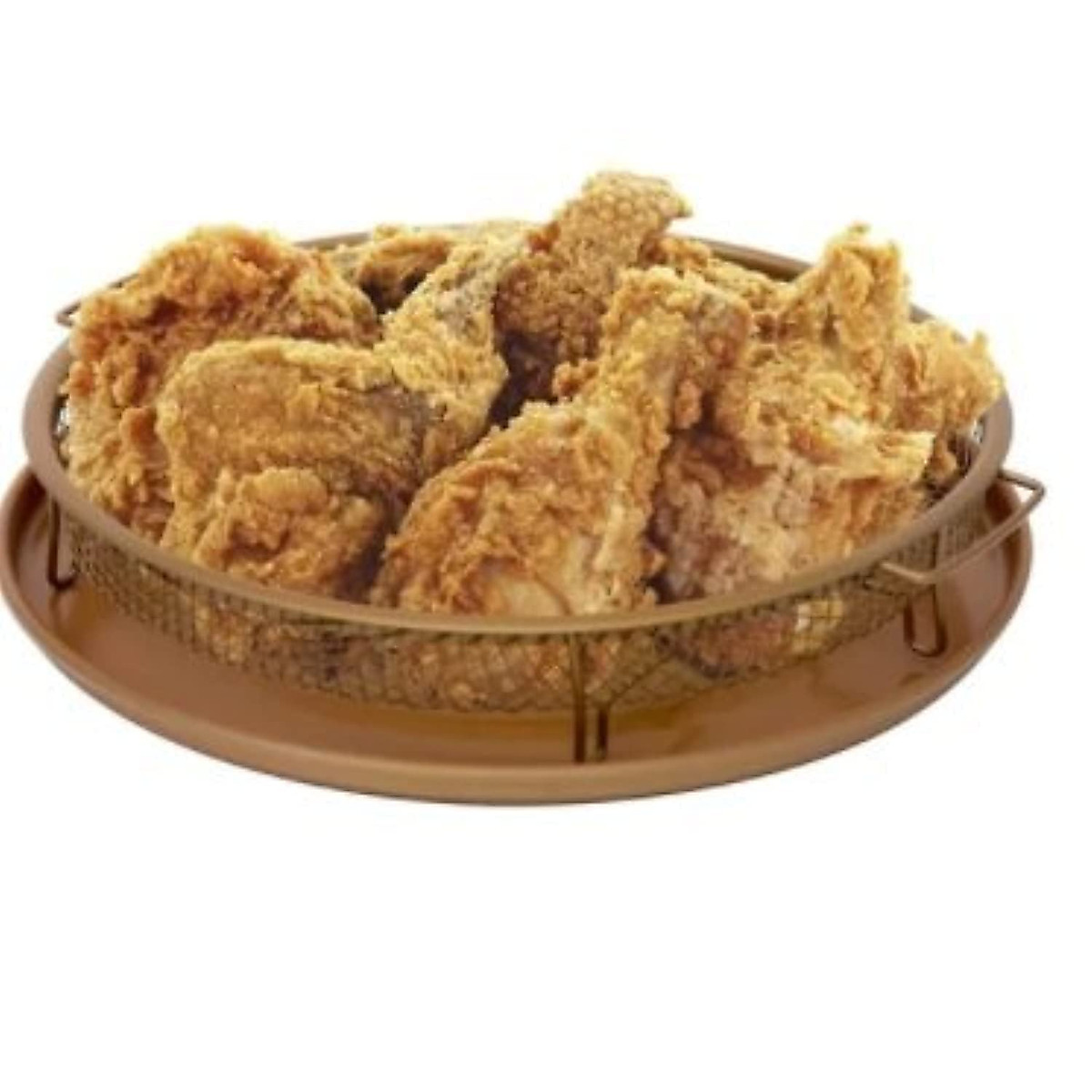 Nonstick Round Crisper Tray, Copper Oven, Turn Your Oven Into An Air Fryer - 2 Pc Set, Frying Basket And Baking Sheet, Dishwasher Safe, Heat-Resistant