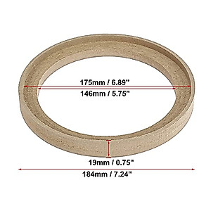 X AUTOHAUX 2Pcs Car Speaker Spacer Ring Universal for 6.5 Inch Speakers Adaptor Brackets Mounting Spacer Recess Bezel Plate Wood 146mm ID