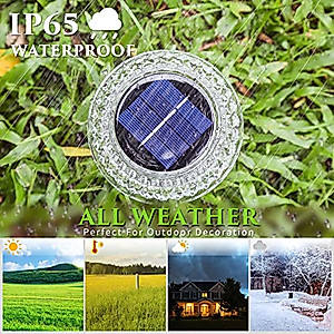 Biicais BIICAIS Solar Outdoor Lights Pathway, 4 Pack Solar Walkway Lights, 12LM High Lumen Glass Solar Lights for Yard Waterproof