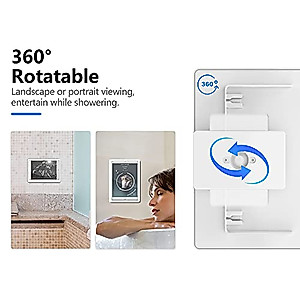 MoKo Wall Mount Shower Tablet Holder, 360 Rotation Waterproof Tablet Holder Bathroom Tablet Case Mount Shelf with Touchable Anti-Fog Screen for Tablets Up to 10.2", Fit with iPad 9 iPad Mini 6, White