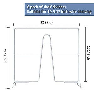 Hmdivor 8 Pack Wire Shelf Dividers Steel Closet Dividers and Separator for Organization, Shelves and Storage in Cabinet, Kitchen, Bedroom and Office