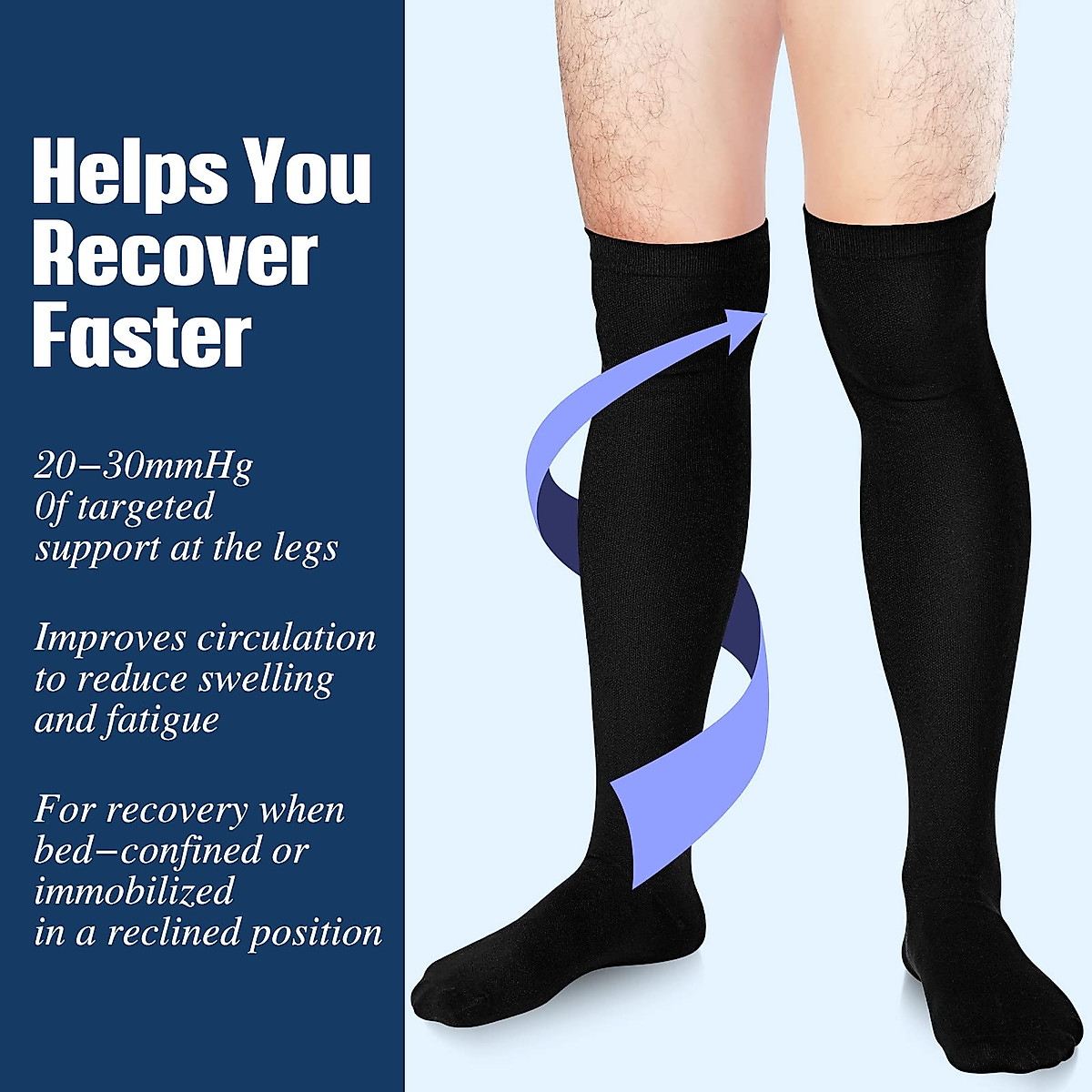 Sureio 6 Pairs Thigh High Men's Compression Socks 20-30 Mmhg Knee Compression Socks Xl Grip for Men and Women