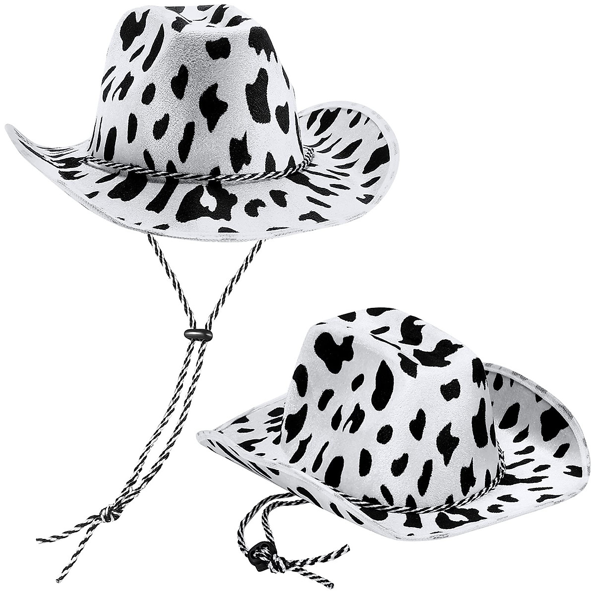 Neer Cow Print Cowboy Hat 2 Pieces Cowboy hat Unisex Black White Cowboy Hat for Men and Woman Party