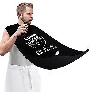 LONGESISM Beard Bib Shaving Apron, Mens Gift for Husband Dad, Stocking Stuffers Christmas Birthday Gifts for Men Boyfriend Him (Love)