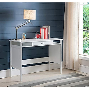 Kings Brand Furniture Home & Office Parsons Wood Desk with Drawer, White
