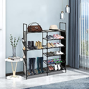 Liwarace Shoe Rack, Shoe Rack Organizer 6 Tiers Shoe Rack for Entryway, Double Rows of Metal Black Shoe Rack for Boots and Shoes Storage