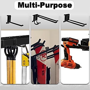 LOKMON Garage Tool Organizer Wall Mount 48 Inch Garden Yard Tool Organizer Adjustable Tool Hangers Wall Shovel Holder 3 Rails & 9 Hooks Heavy Duty Tool Rack - 330lbs Max Load