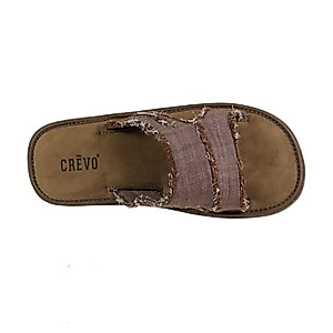 Crevo Baja II Men's Slide Sandals Memory Foam Frayed Hemp Design, Dark Brown, 9