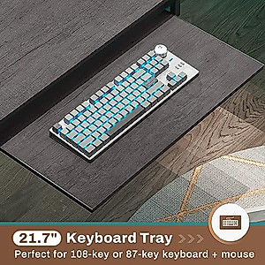 SEDETA L Shaped Gaming Desk, Home Office Desk or Corner Desk, L Shaped Desk with Power Outlets & LED Strip, Monitor Stand, Keyboard Tray, Pegboard and Storage Shelves, Grey