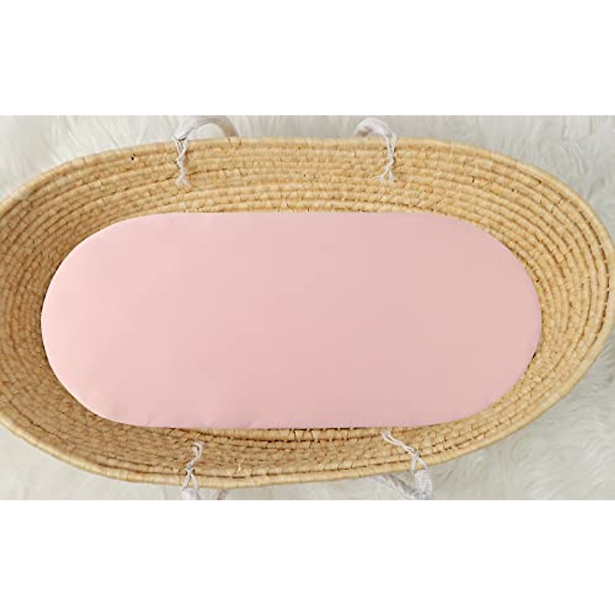 Tontukatu Bassinet Sheet Set 2 Pack Snug Fitted Cradle Fitted Sheets , Stretchy Ultra Soft , for Oval Rectangle Hourglass Bassinet Mattress , Unisex Boy Girl , Floral & Pink