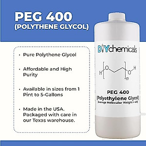 DIYChemicals Polyethylene Glycol PEG 400 for Industrial Manufacturing, Fog Machines, Antifreeze, Solvent, Humectant – Non-Toxic, Odorless, Bulk - 1 Quart