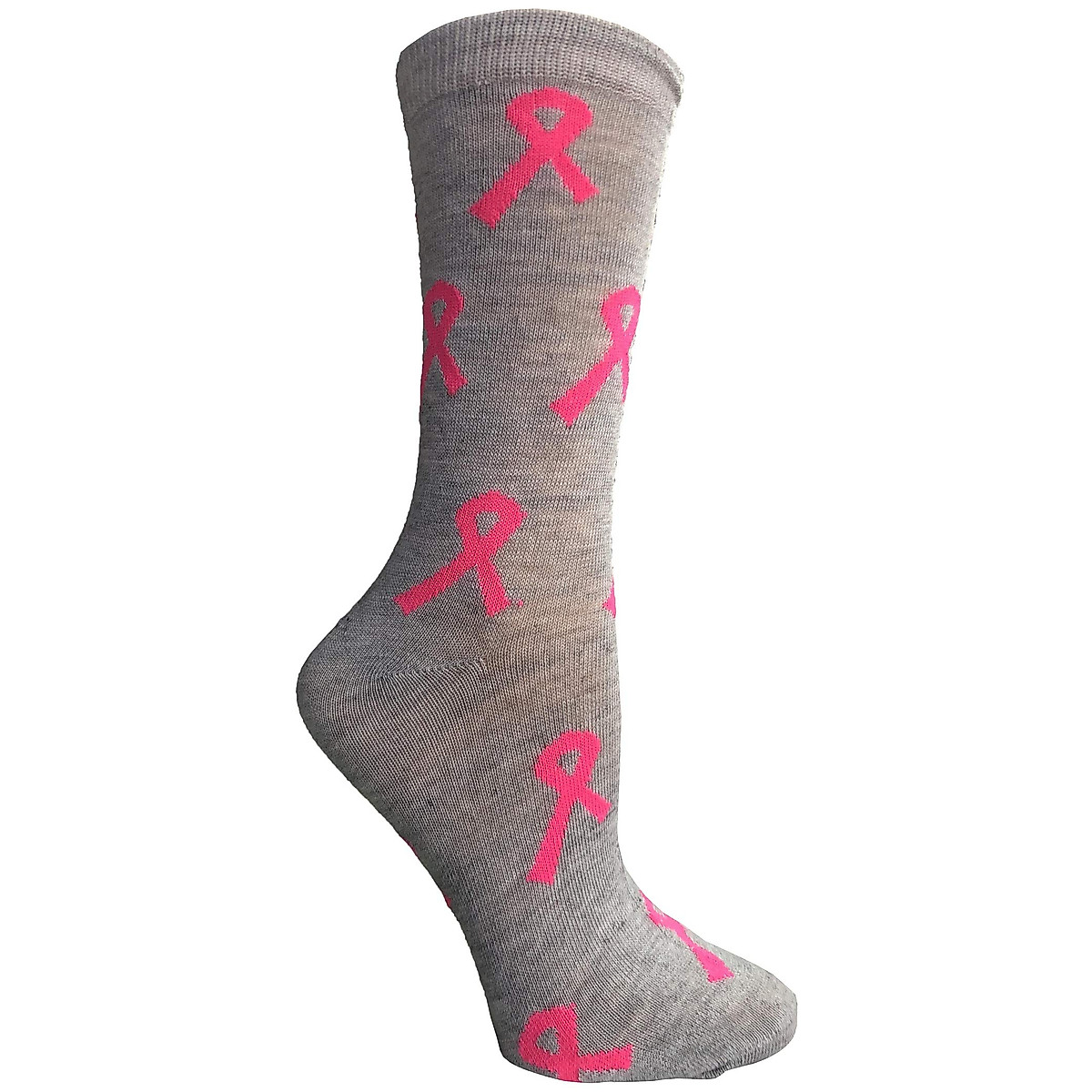 60 Pairs of Pink Ribbon Breast Cancer Awareness Ankle/Crew Socks for Women (Assorted (Crew))