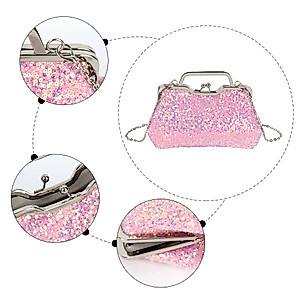 Mermaid Sequins Clutch Crossbody Shell Bag Evening Banquet Handbag Party Prom Wedding Purse, Pink