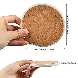 12 Pcs Ceramic Tiles for Crafts Coasters, Absorbent Stone Coaster Blanks for Crafts, 4inch Ceramic White Tiles Unglazed with Cork Backing Pads, Decorate Your Own Coaster DIY Project