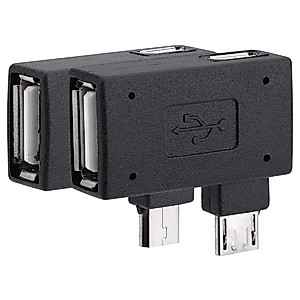 Liukouu 2Pcs USB 2.0 Female to Male Micro OTG Adapter Power Supply Port 90 Degree Left 90 Right Angled