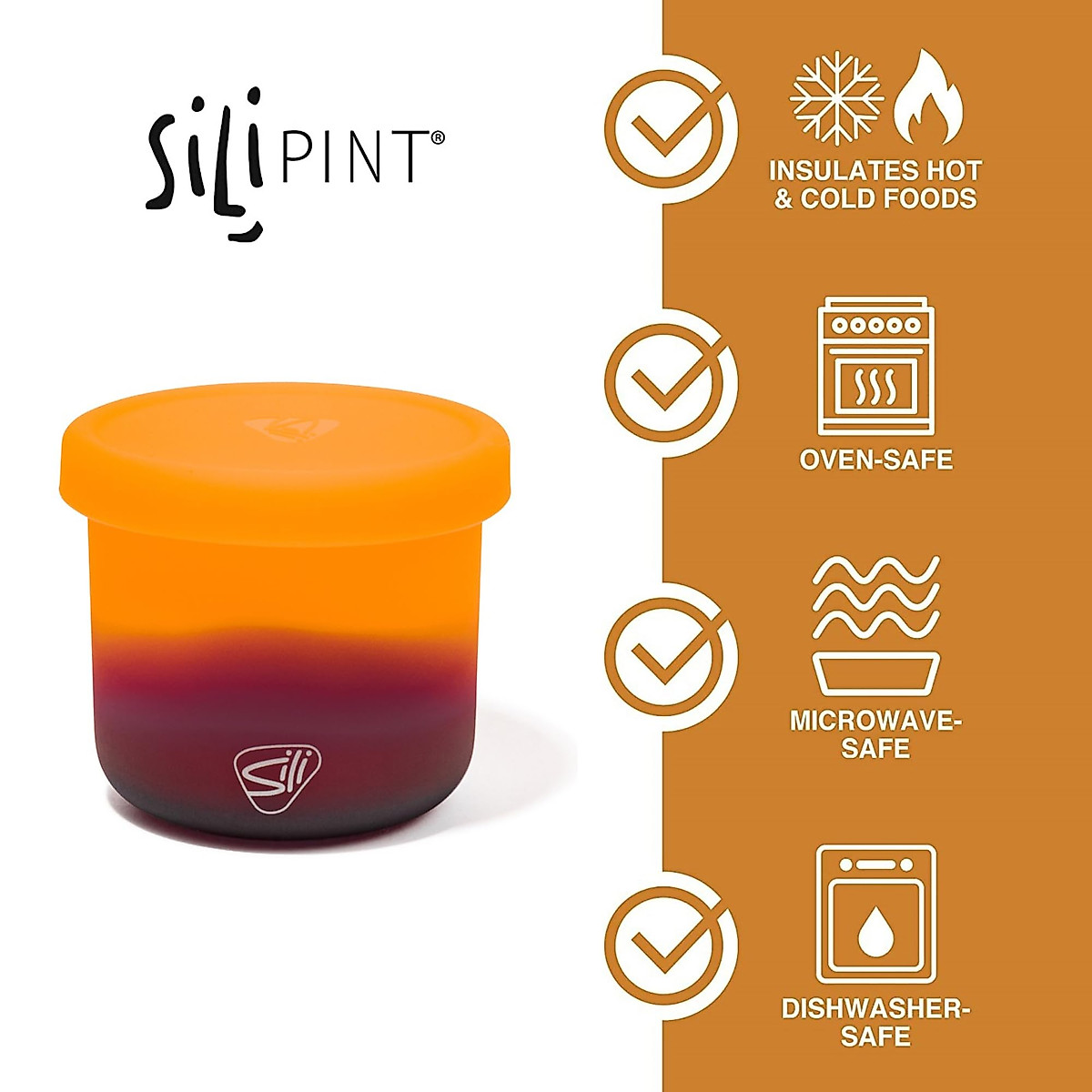 Silipint: Silicone 10oz Lidded Bowls: 2 Pack Sun Storm - Unbreakable, Flexible, Sustainable, Microwave-Oven-Dishwasher, Non-Slip