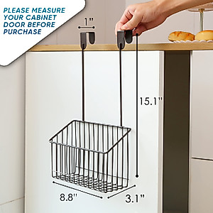 WIRESPIRIT - Over Cabinet Door Organizer Storage Basket (Set 2) with No Assembly Required for Kitchen, Bathroom, Pantry - Hold Food Wrap, Foil Cookies Sheet, Spice, Cutting Board - Bronze