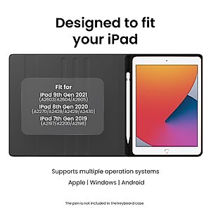 iPad 9th Generation Case With Keyboard 10.2"- 9th Generation iPad Case With Keyboard - Premium iPad Keyboard Case 9th Generation for iPad 9th/8th/7th Gen, 10.2 Inch iPad Case With Keyboard - Black