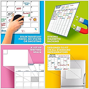 Magnetic Dry Erase Chore Chart, Calendar, and to-Do List for Refrigerator: 3 Boards, 6 Markers, and Eraser