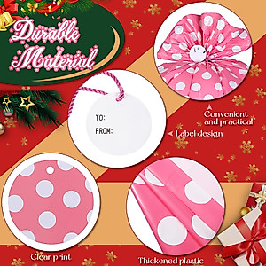 Sabary 2 Pcs 70 x 40 Inch Large Gift Bags Jumbo Huge Giant Gift Bags Plastic Thicken Oversized Bags for Treat, Goodies, Party, Gift Wrapping Supplies (Pink White Dots)