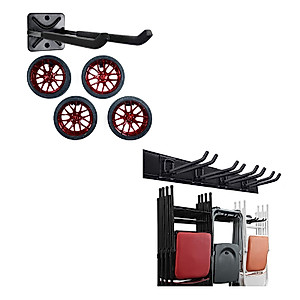 Wallmaster Wall Mounted Hanger 4-Pack Heavy Duty Rack Garage Storage & Garage Storage Tool Organizer System Heavy Duty Tools