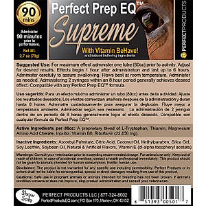 Perfect Prep EQ Supreme Horse Calming Paste, Show Safe, Works Within 90 Mins and Lasts 6+ Hours, 80cc