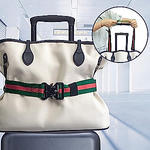 Travel Belt for Luggage - Stylish & Adjustable Add a Bag Luggage Strap for Carry On Bag - Airport Travel Accessories for Women & Men (Red Green)