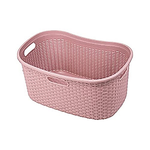 Mind Reader Basket Collection, Laundry Basket, 40 Liter (10kg/22lbs) Capacity, Cut Out Handles, Ventilated, Pink