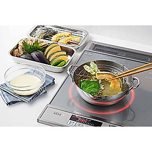 Yoshikawa SJ3391 Tempura Pot, 7.9 inches (20 cm), Gas Flame and Induction Compatible, Made in Japan, Stainless Steel