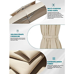 JEAREY 11FT All-Aluminum Cantilever Patio Umbrella Deluxe Large Outdoor Square Umbrella Double Top Offset Hanging Umbrella Heavy Duty Pool Umbrella with Brand Crank & 6 Gears Lift System for Deck Yard Patio Garden Lawn Market, Beige