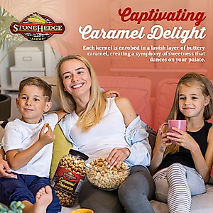 Stonehedge Farms Caramel Flavored Popcorn - 32 oz (Pack of 2) Reclosable Barrels - 4 Pounds of Popcorn - Made in the USA - Gluten Free