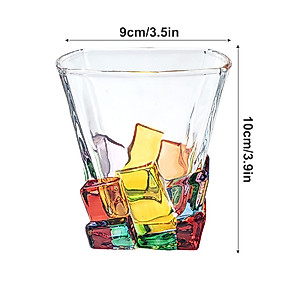 RXMORI 2PCS Colorful Drinking Glasses,Hand Painted Crystal Whiskey Glasses,Colorful Water Glasses Cocktail Glasses,Crystal Glass Whiskey Glass Juice Water Glass