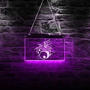 The Geeky Days Drum Band Electric Display Sign Rock Music Decorative Multi Colors Wall Neon Signs Night Lights Music Studio LED Lighting Wall Hanging Decor Drummer Gift