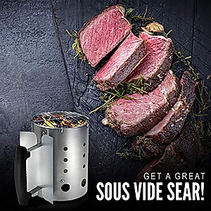 Chimney-Mate Charcoal Starter Grilling Grate | Sous Vide Searing Accessory | Turn Your Charcoal Chimney Into A Portable Grill | Fits On Top Of Most 7.5 Inch Chimneys | Portable Camping Grill Grate