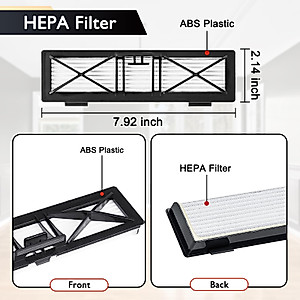 Replacement Parts for Neato Botvac D Series D3 D4 D5 D6 D7 D75 D80 D85 Robot Vacuum Cleaner Accessory Kit Including 2 Main Brushes, 2 Hepa Filters, 6 Side Brushes