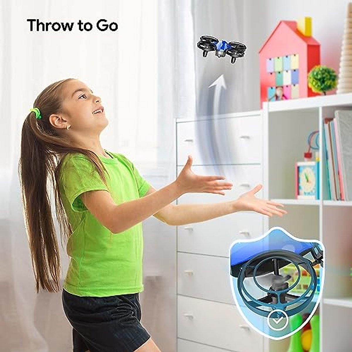 TOMZON A24 Mini Drone for Kids with Battle Mode, Kids Drone with Throw to Go, High Speeds Rotation, Self Spin & 3D Flip, RC Quadcopter with Altitude Hold, Headless Mode, 3 Batteries, Blue