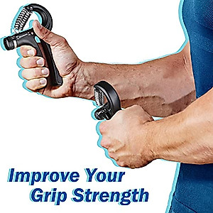 Grip Strength Trainer 2 Pack, Hand Grip Exerciser Strengthener with Adjustable Resistance 11-132 Lbs (5-60kg), Forearm Strengthener, Hand Exerciser for Muscle Building and Injury Recover