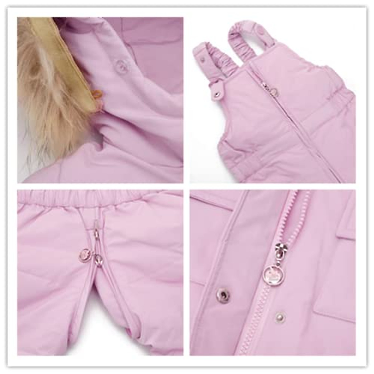 TJTJXRXR Infant and Toddler Baby Boys/Girls Snowsuit Winter Baby Clothing Set Duck Down Hooded Jacket +Bib Pants 2 Pieces Set (as1, age, 3_years, 4_years, Pink)