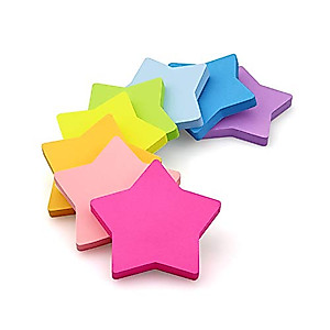 Star Shape Sticky Notes 8 Color Bright Colorful Sticky Pad 75 Sheets/Pad Self-Sticky Note Pads (8 Pads)
