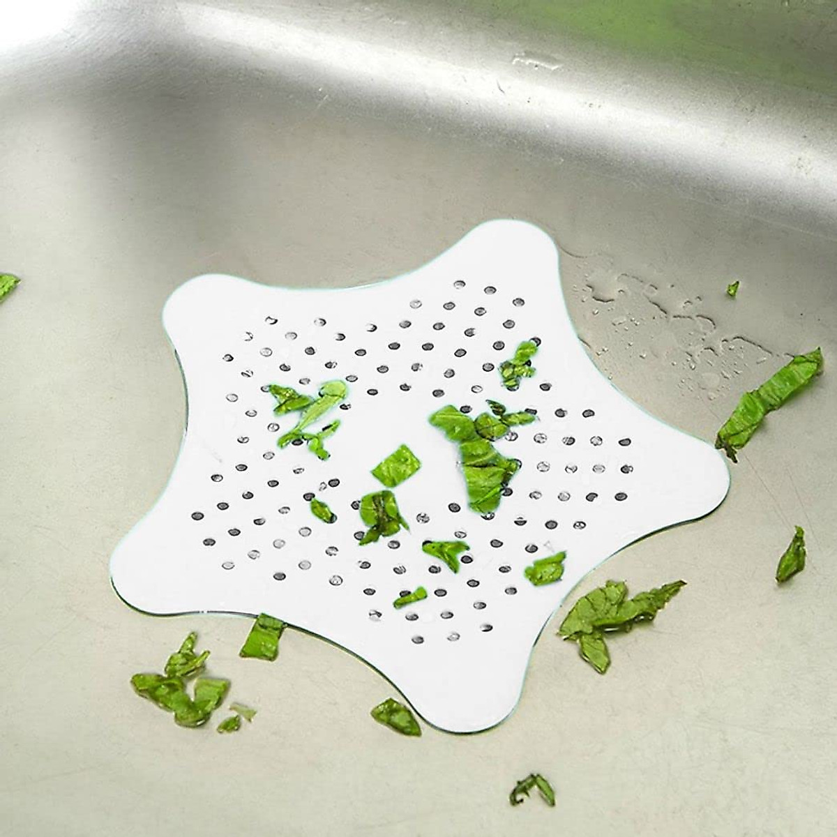 Starfish Kitchen Floor Drain, Durable Silicone Hair Stopper With Suction Cup, Shower Drain Covers Suit For Bathroom Bathtub And Kitchen, Easy To Install And Clean Sink Strainer, White