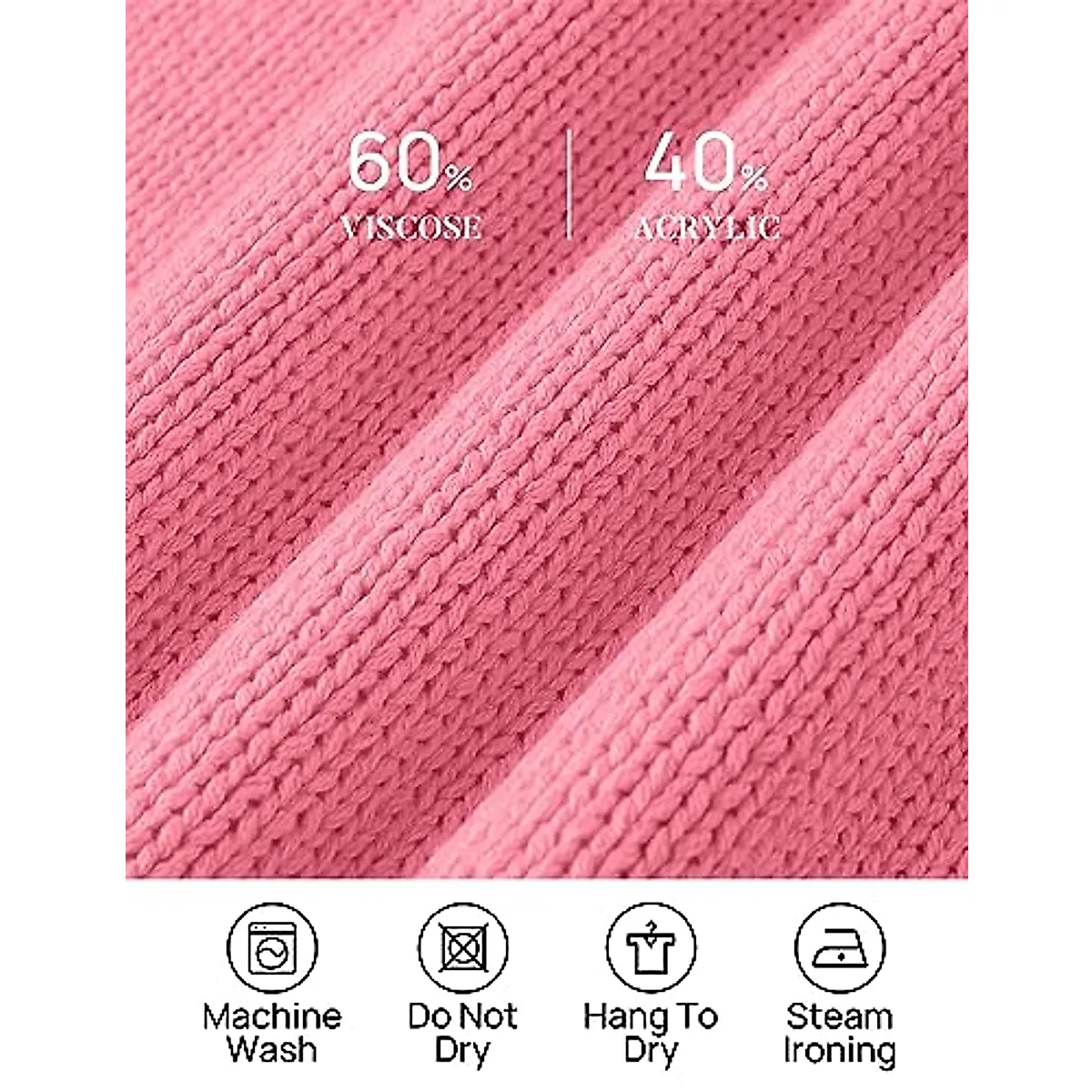 ZESICA Women's Casual Long Sleeve Crew Neck Pullover 2025 Spring Ribbed Knit Loose Contrast Color Sweater Tops,HotPink,Medium