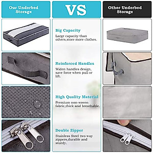 Large Capacity Clothes Storage Bag Organizer with Reinforced Handle Thick Fabric for Comforters, Blankets, Bedding, Foldable with Sturdy Zipper, Clear Window, Grey