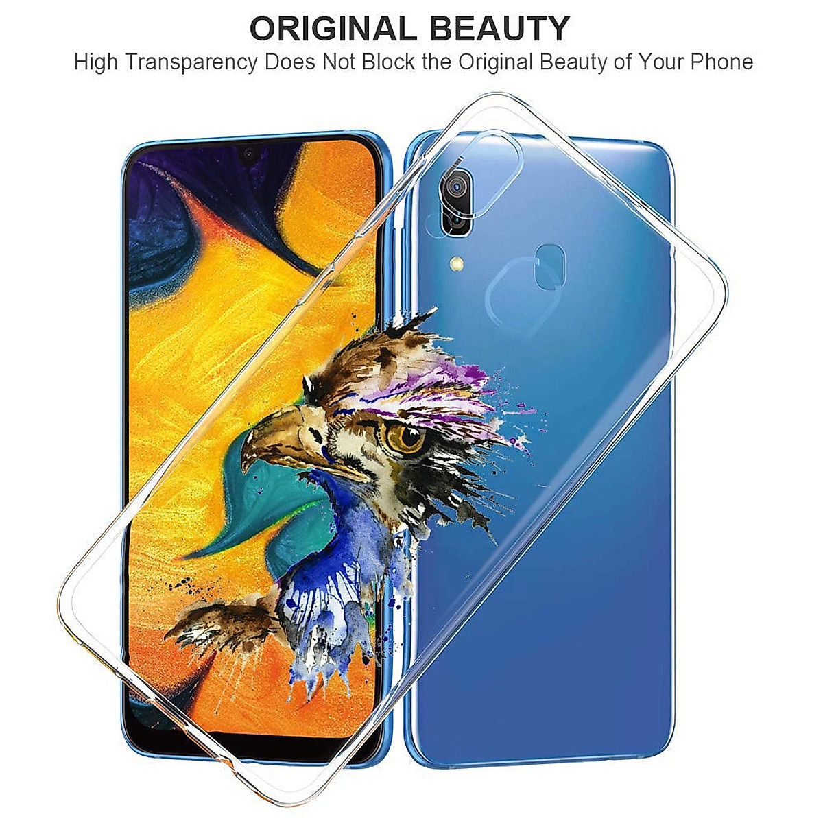 Transparent Case Compatible for Samsung Galaxy A10E, Soft Silicone TPU Gel Animal Drawings Ultra Thin Anti-Shock and Anti-Scratch Clear Bumper Case Cover for Samsung Galaxy A10E, A4