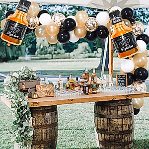 Whiskey Balloons Garland Arch Kit, Black White Champagne Gold Confetti Balloons Garland Arch, Whiskey Birthday Party Decorations for Men 30th 40th 50th Birthday Aged to Perfection Party Supplies
