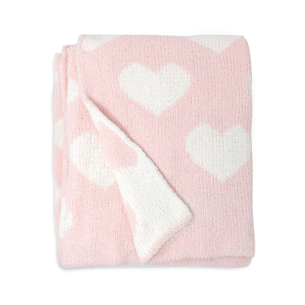 Living Textiles Pink Hearts Chenille Soft Baby Blanket Reversible Premium Cozy Fabric for Best Comfort - for Infant,Toddler,Newborn,Nursery,Girl,Throw,Crib,Stroller,Gift, Pink Hearts 40x30