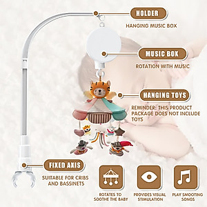 23 inches DIY Baby Crib Mobile Arm,Mobile arm for Crib,Nursery Mobile arm,Baby Mobile Hanger, with Music Box-The Claw Part Can be Adjusted Width-DIY Toy Decoration