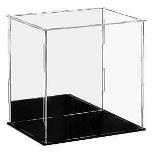 LileZbox Acrylic Display Case,Versatile Collectibles Display Showcase for Action Figures Toys,1 Pack (Black, 13.7x9.8x5.9 Inch)