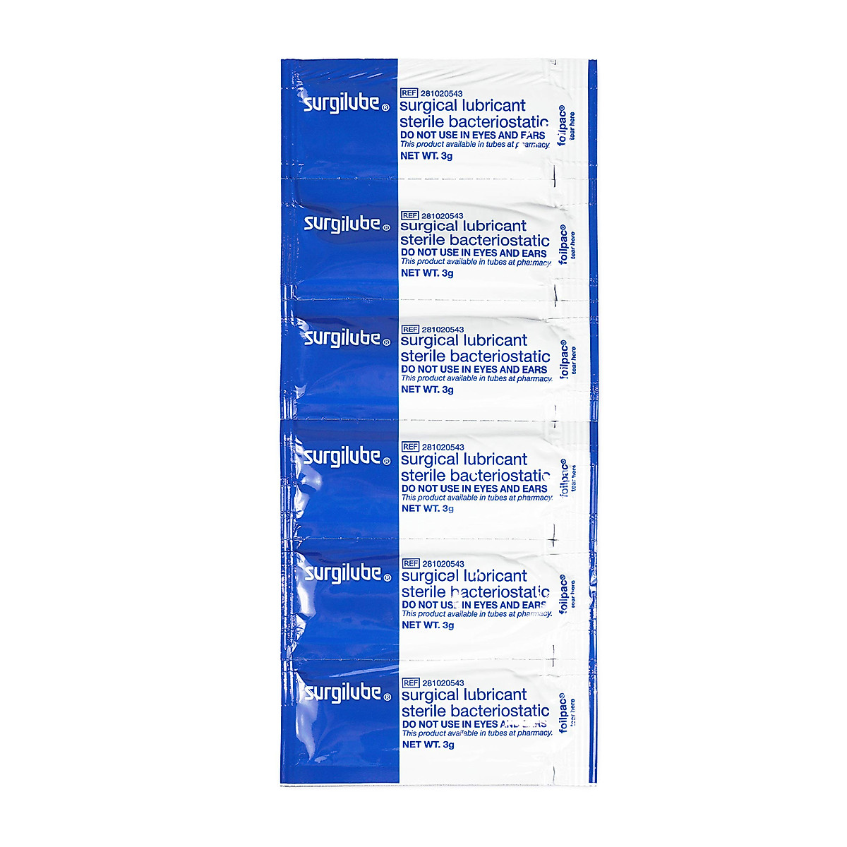 Surgilube Lubricating Jelly-FoilPac - 144 Packets/Box Packets Surgical Lubricant Sterile Bacteriostatic Jelly (3g FoilPac Box of 144 Packets),1 Box